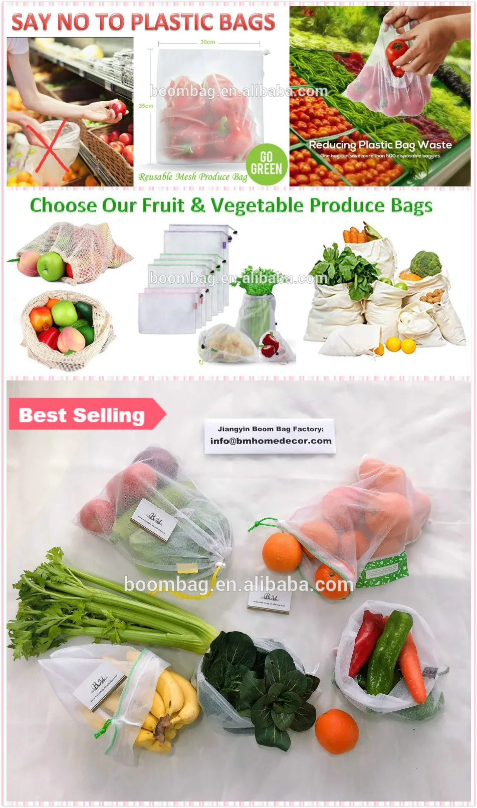 Home Reusable Lightweight Transparent Cheap Fruit & Vegetable Nylon ...