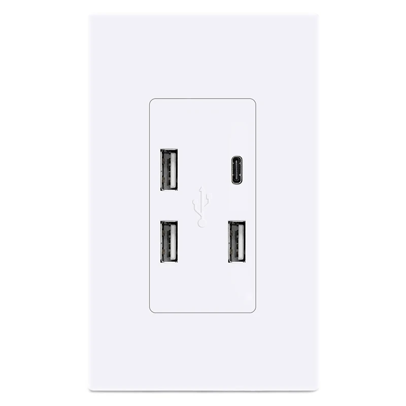 3.5a High Speed 3 Usb With Type C Wall Outlet,Horizontal Charger Ports ...