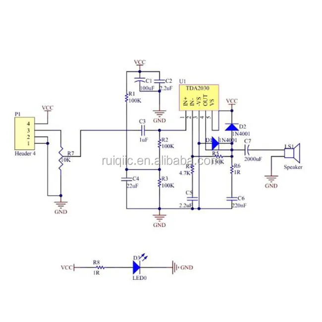 TDA2030A Audio Amplifier Board Module - 6-12V Power Supply