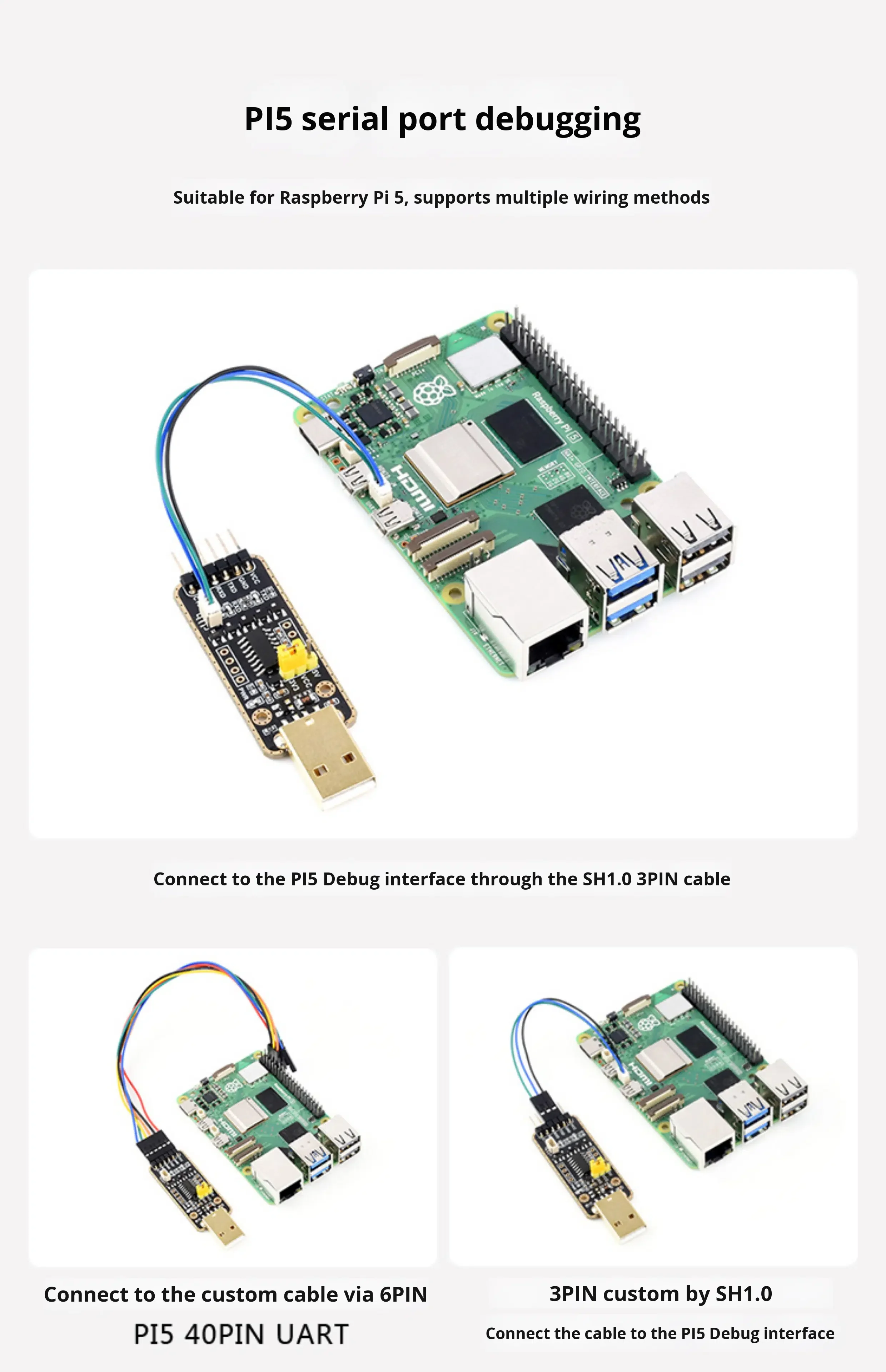 Waveshare Pi UART Debugger Serial Port Debugging Module USB Type-A ...