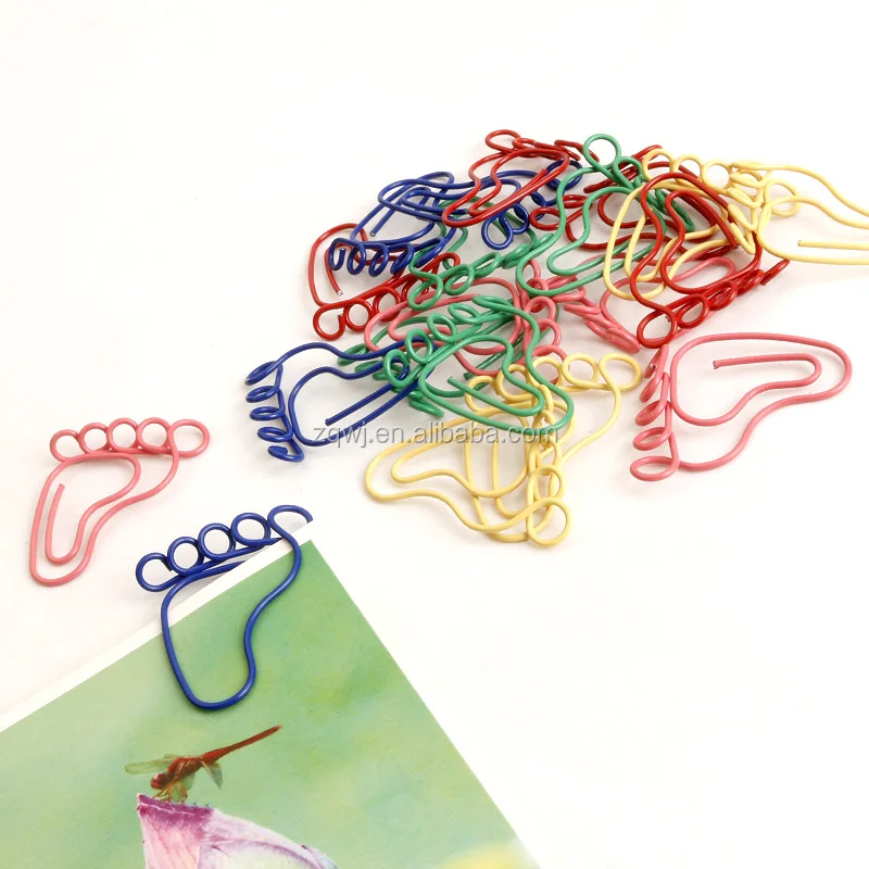 5 Colors Foot Shaped Paper Clips Mixed Colors 100pcs Per Bag Cute Fancy ...