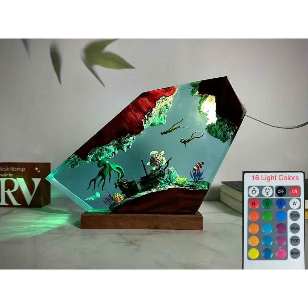 New Design Ocean Table Lamp Giant Octopus and Couple Diver Artistic LED ...