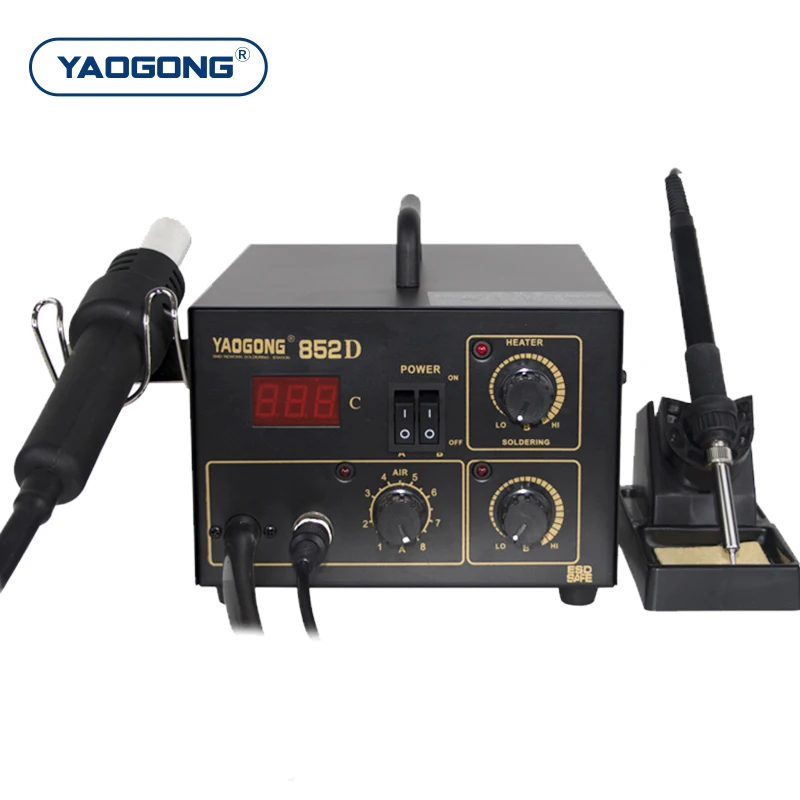 Yaogong 852d Smd Rework Station Hot Air Diaphragm Pump Esd Soldering ...