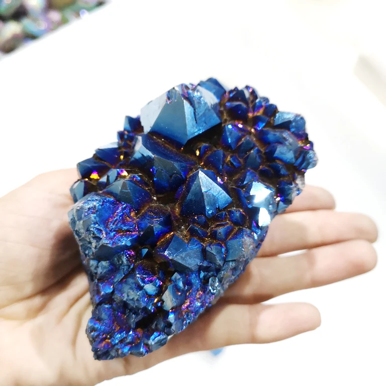 Wholesale Blue Titanium Flame Aura Fume Plated Cluster Blue Flame Aura ...