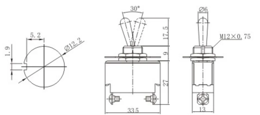 Kn3b-101 12mm 15a 250v Single Pole 2 Pin Screw Terminal On Off Latching ...