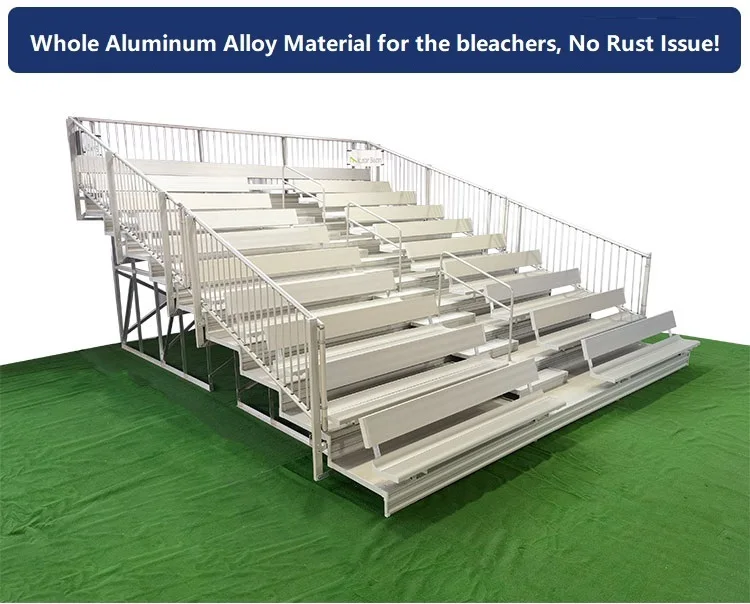 Deluxe Aluminum Bleachers Chair with Backrest & Handrail - Stadium Seating