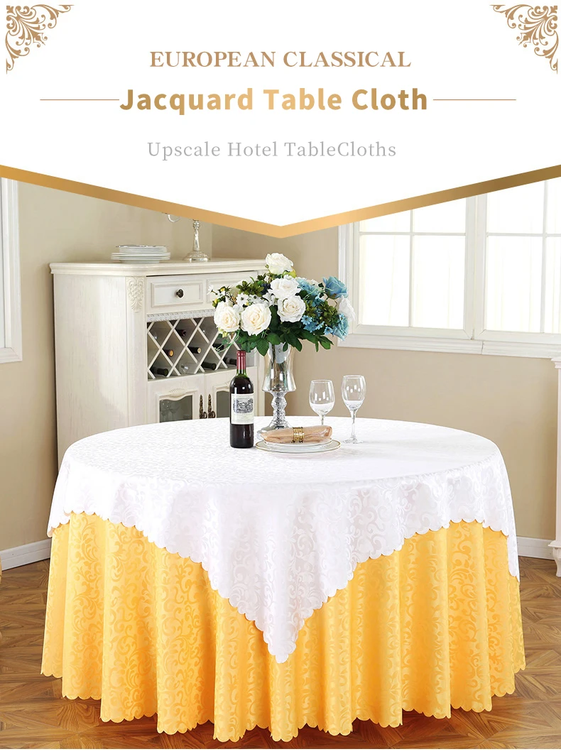Factory Wedding Hotel Banquet Round Jacquard White 120 Inch Round Table ...