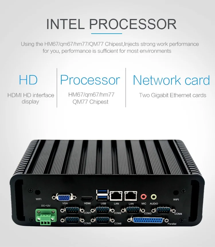 Zunsia OEM Mini Pc Intel 2nd 3rd CPU Fanless Mini Pc 2LAN 6COM HD-MI ...