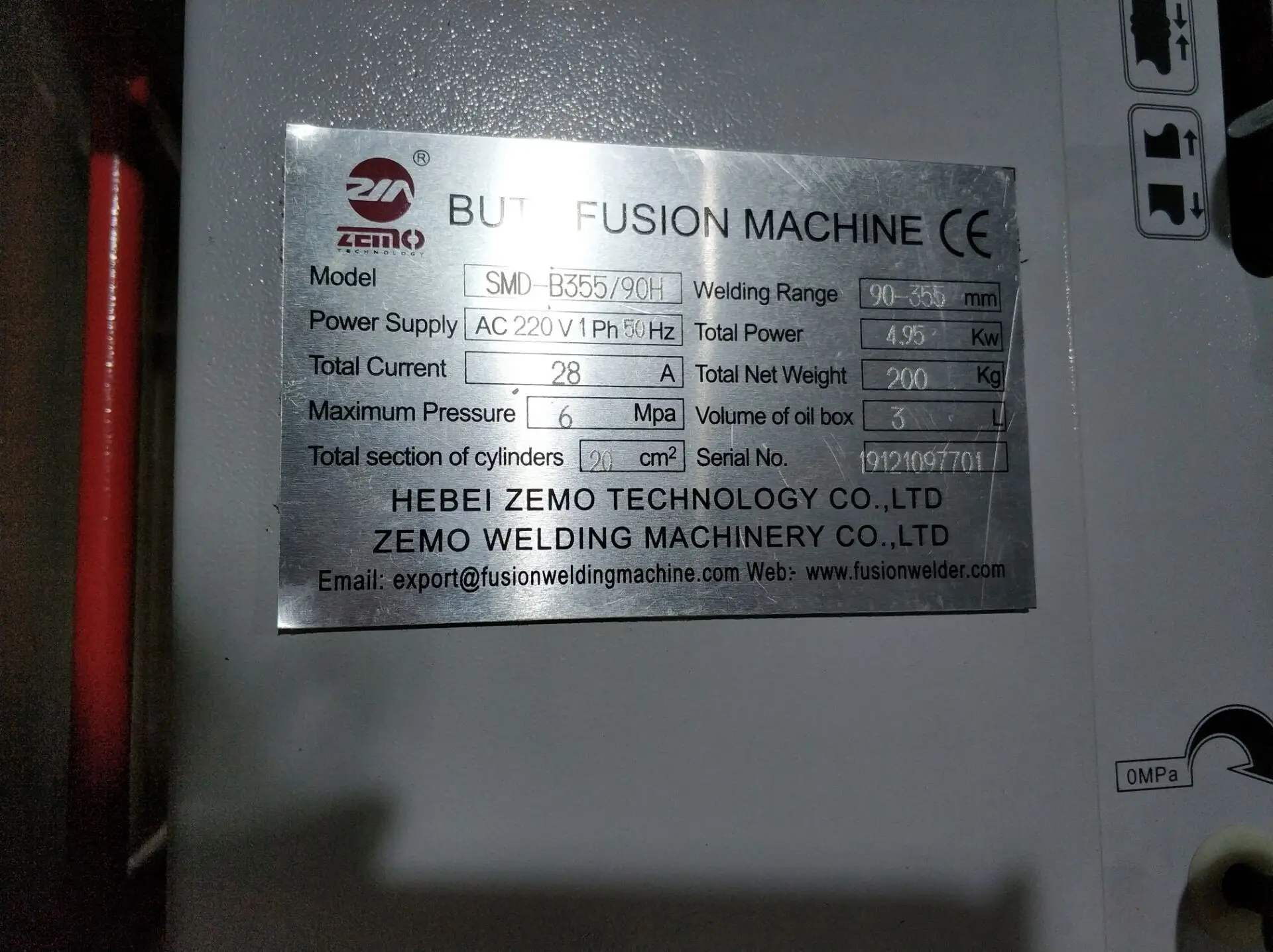 HDPE Welding Machine SMD-B355/90H - ZEMOWELD Quality