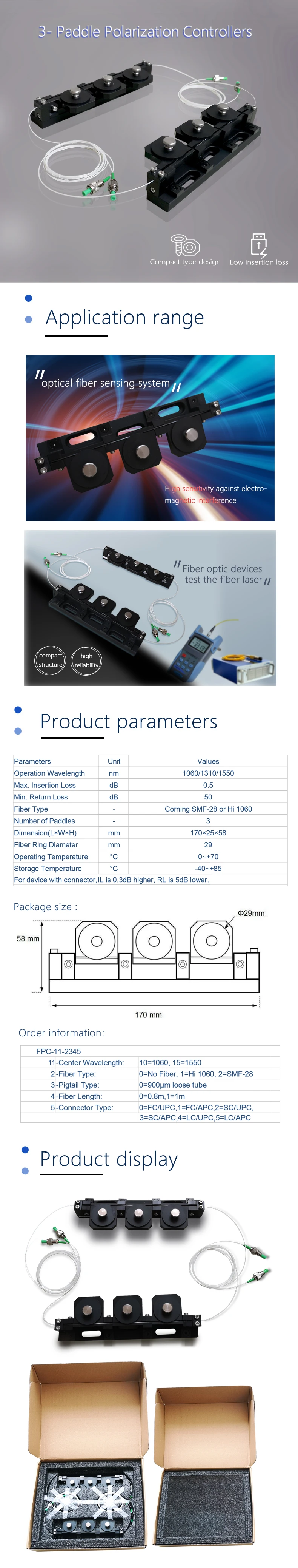 3 Paddle Polarization Controller - 1550nm Optical Solutions