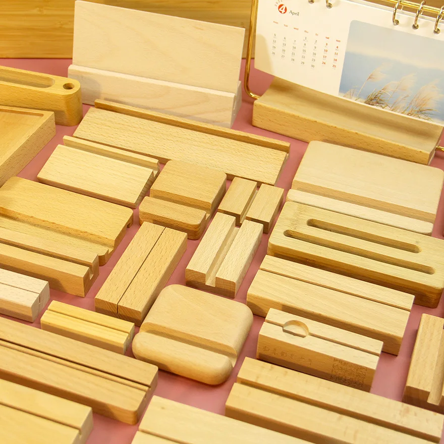 Card Base Wooden Desk Calendar Base Note Holder Plate Wooden Base ...