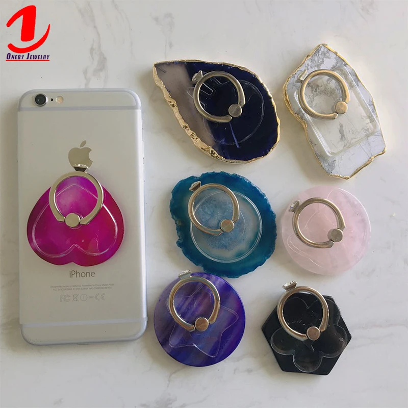 Gemstone Quartz Diamond Smart Ring Mobile Finger Metal Ring Stand Phone ...