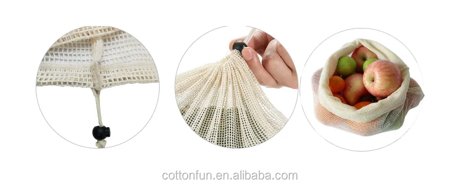 Reusable Grocery Bags Cotton Net Tote Bag,Zero Waste Farmer Market ...