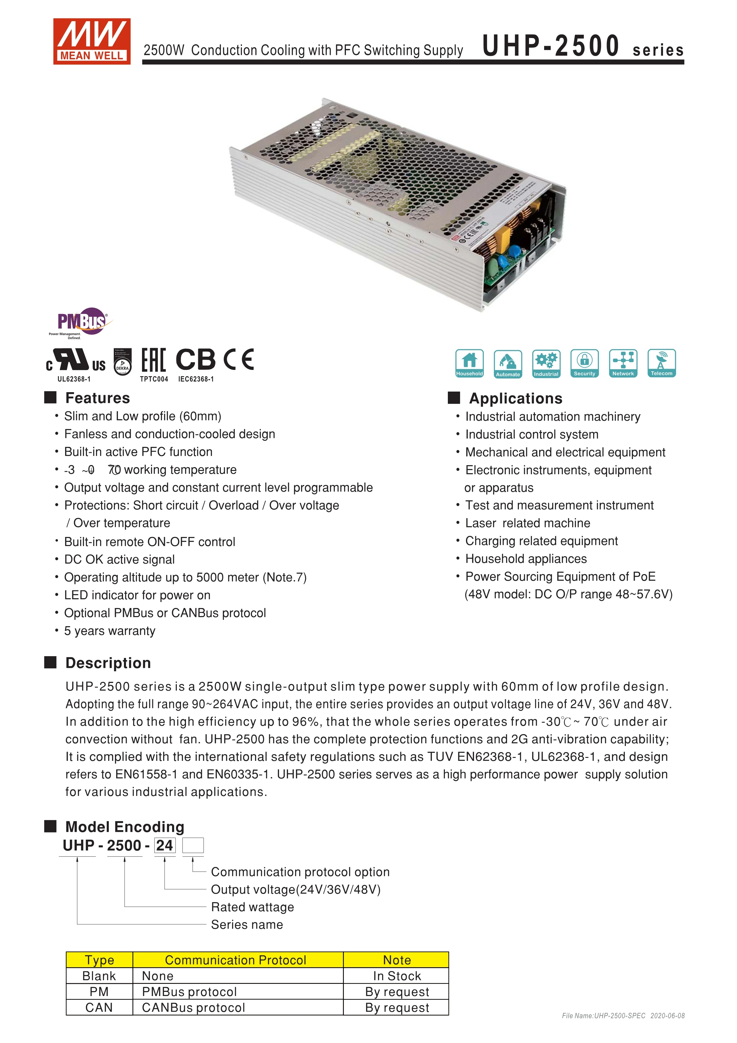 Meanwell UHP-2500-48 2500W 48V Pfc Switching Power Supply| Alibaba.com