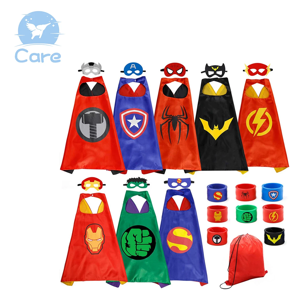 Superhero Capes And Mask For Kids Double Side Capes Cartoon Dress Up ...