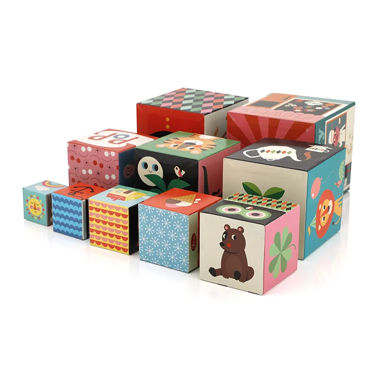 Decorative Education Toy Square Cardboard Children Nesting Boxes
