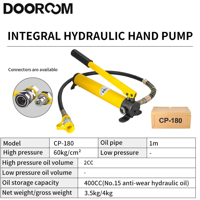 DOOROOM Hydraulic Pump CP-180 Hand Operated Pump Hydraulic Hand Manual Pump for Connecting ...