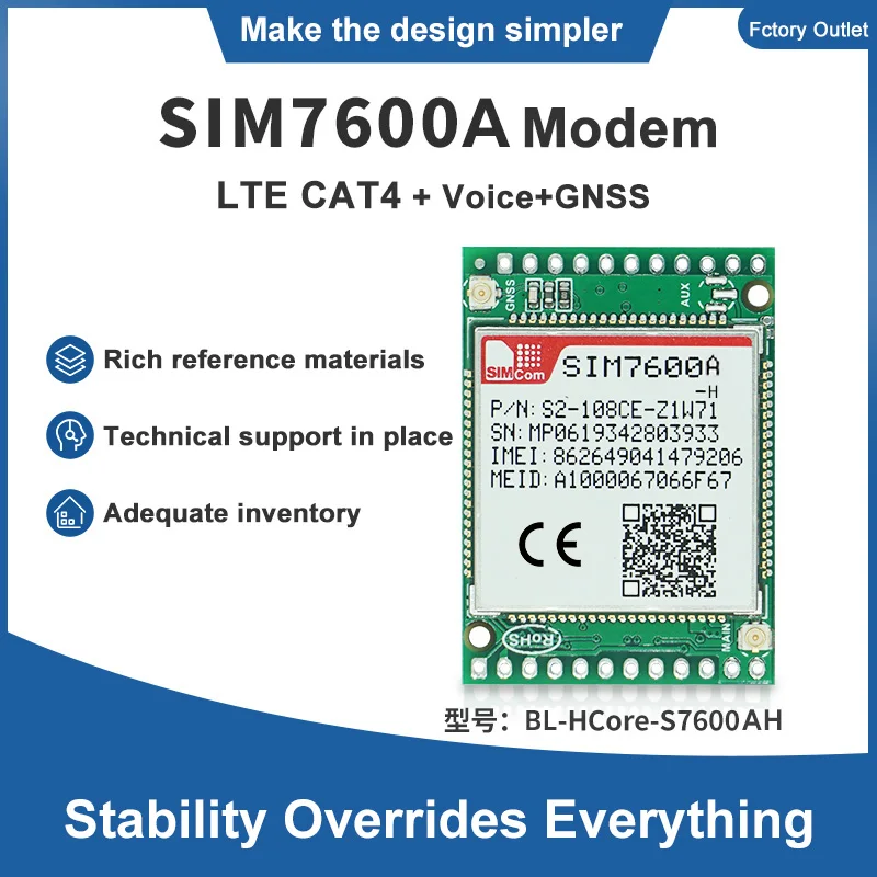 SIM7600 Module - 4G Board MODEM with 1 SIM Card Slot