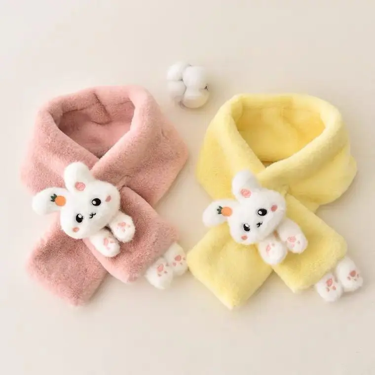 Cute Cartoon Rabbit Faux Fur Kids Neckerchief Warm Scarves