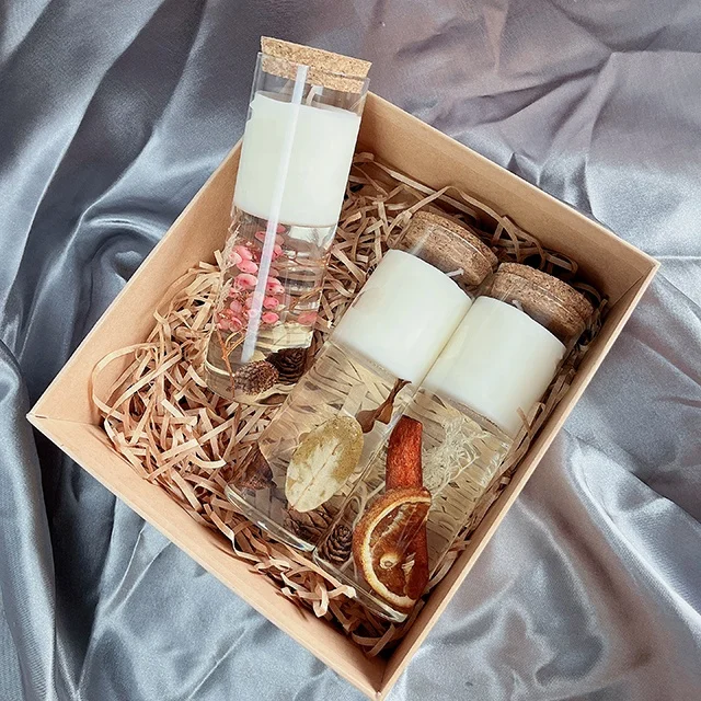 Luxury Custom Round Glass Double Layer Jelly Gel Wax Candle Dried ...