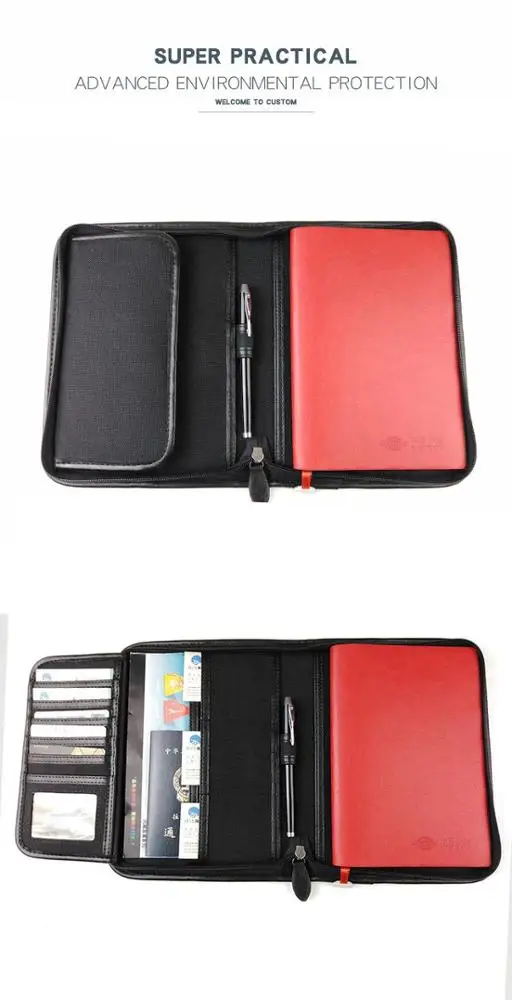 PU Material Customized Documents A5 Leather Portfolio Custom Embossed ...