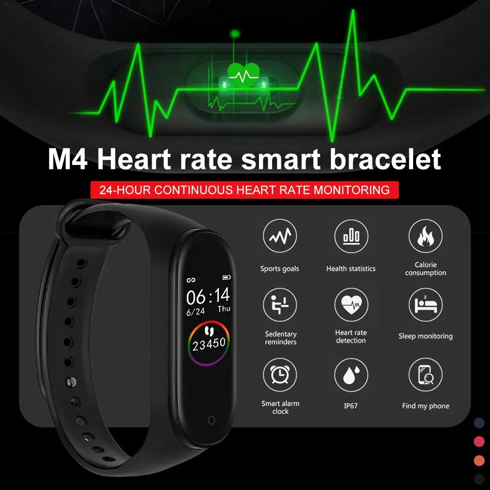 M4 Smart Watch Band - Fitness Tracker with IP67 Waterproof