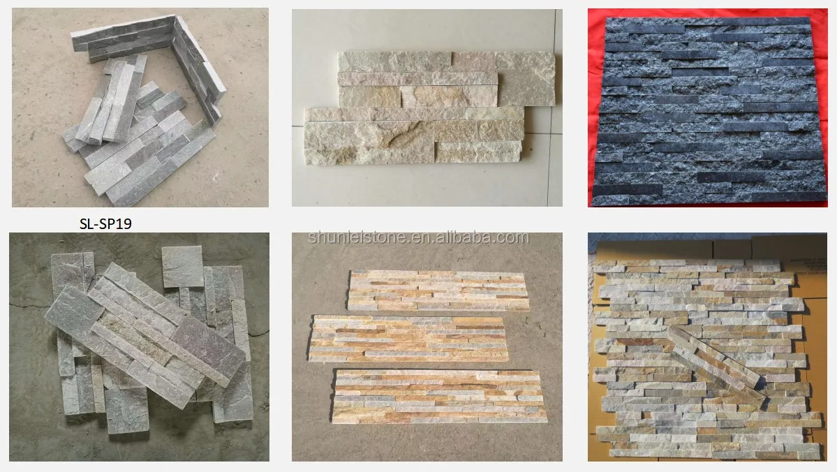 Outdoor Natural Green Quartzite Stacked Stone Veneer Panel Wall Cladding