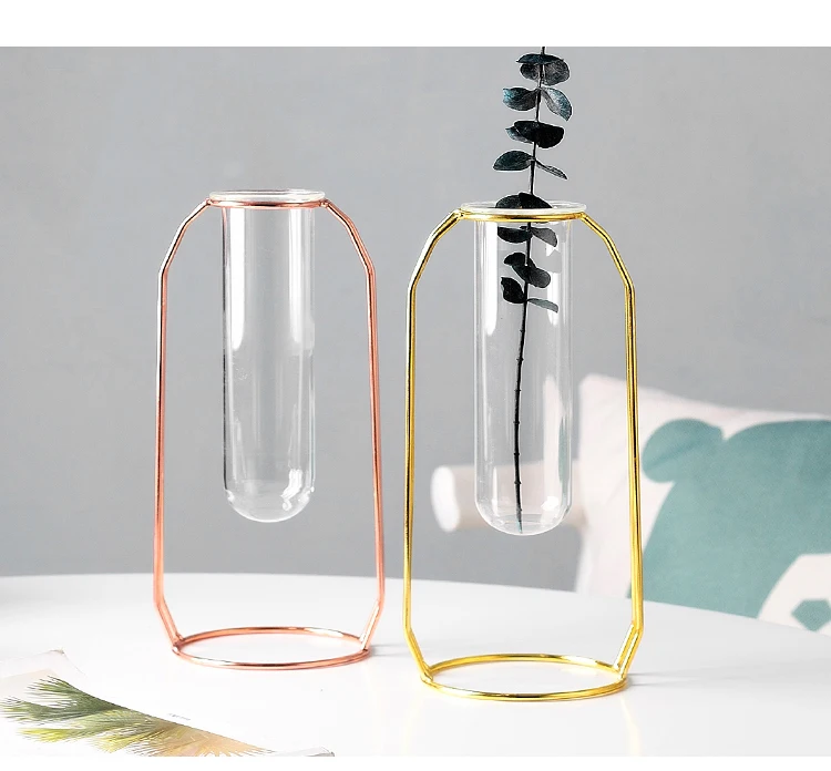 Decorative Glass Metal Test Tube Vases - Minimalist Style
