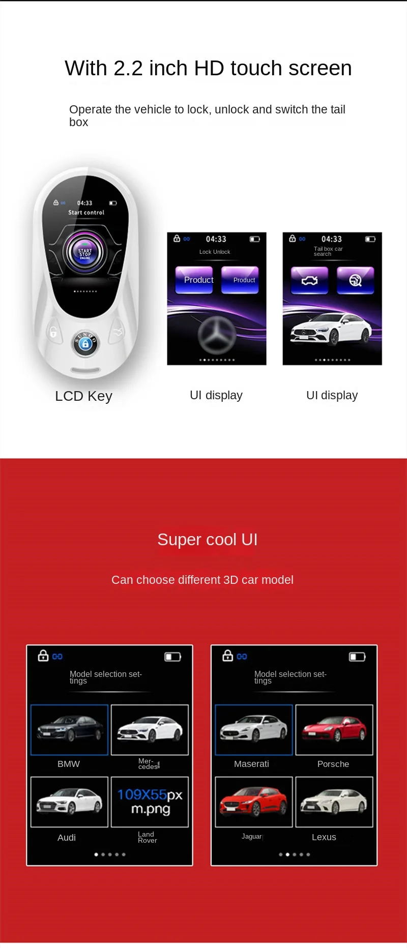 Smart Key for Modified Maybach Mercedes Benz Chevrolet and BMW Cars LCD ...