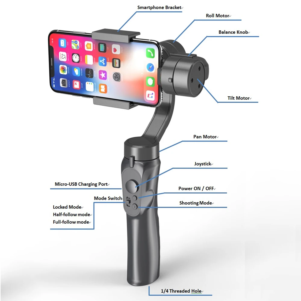 3 Axis Foldable Selfie Video Gimbal - Stabilize Your Clips