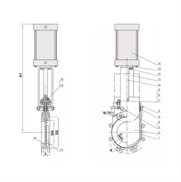 Paper Mill Pneumatic Actuator Knife Gate Valve Slurry Plant Pneumatic ...