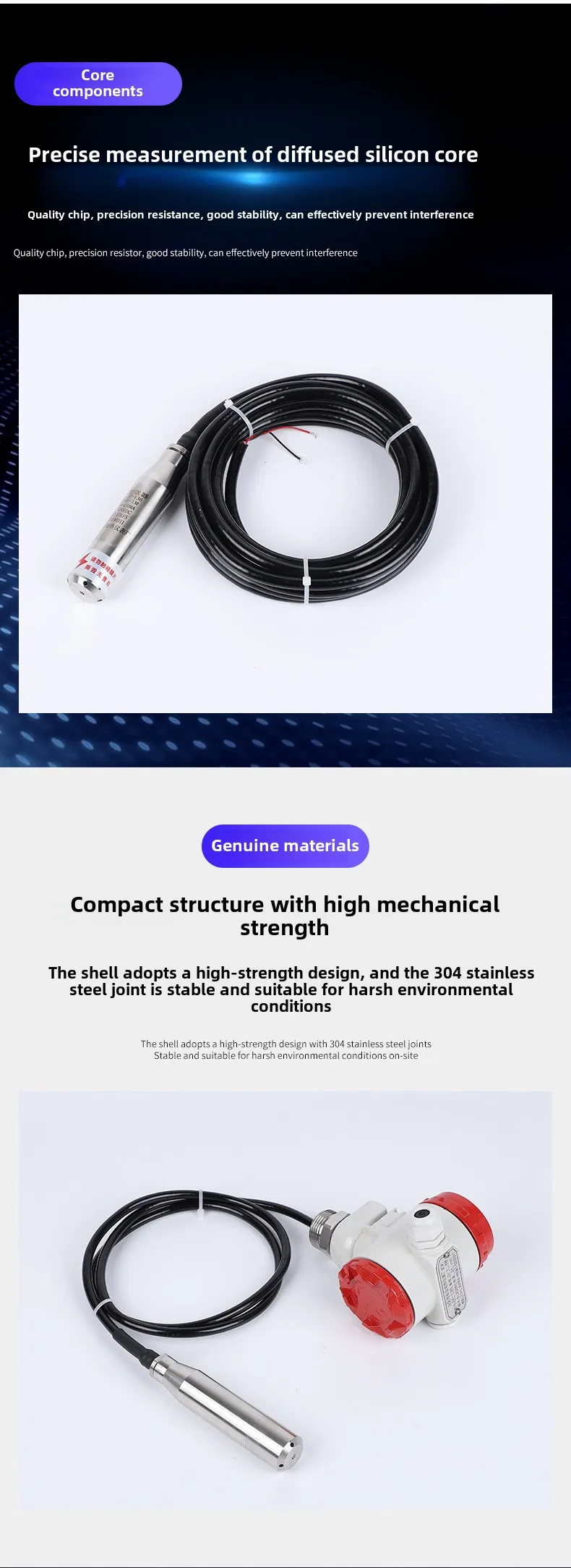 Submersible Ultrasonic Liquid Level Sensor Static Pressure Water Level ...