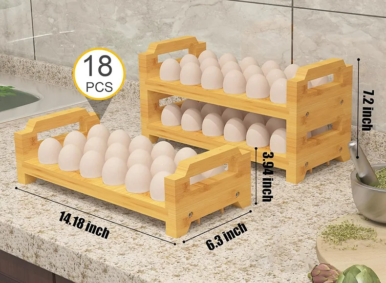 Bamboo Egg Display Rack Can Be Stacked Multi-layer Household Kitchen ...