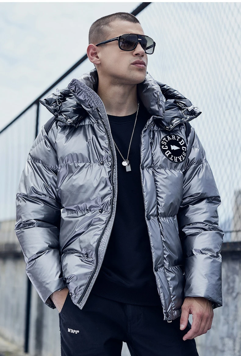 Winter Wear Quilt Silver Color Out Door Windbreaker Bomber Short Men's ...