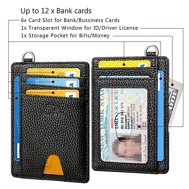 Genuine Leather Name Wallet Card Holder With Custom Deboss Logo - Buy ...