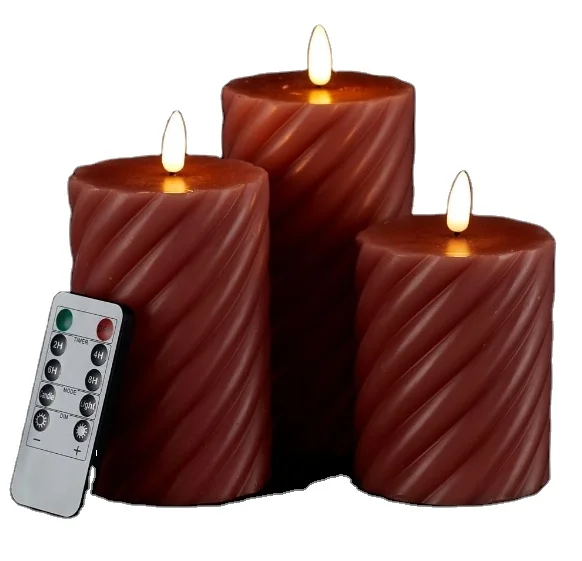 Red Pillar Flameless Candles Battery Operated With Remote Led Pillar ...