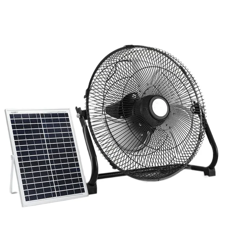 12 Inch Large Wind Rechargeable Solar Fan Built-in Battery Solar Floor ...