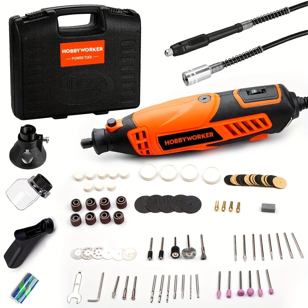 He Hobbyworker Rotary Tool Kit With 129pcs Accessories, 110V 160W Power ...