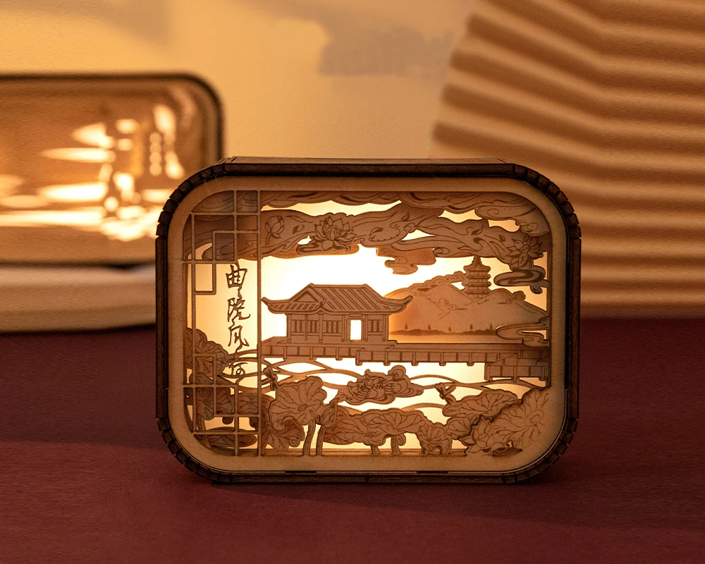 USB Wooden Light - Creative 3D Carved Wood Nightlight
