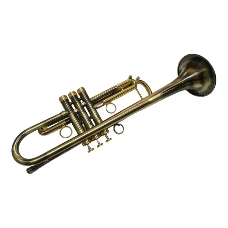 Professional & Beginner Monel Piston Trumpet B Flat Antique Brass ...