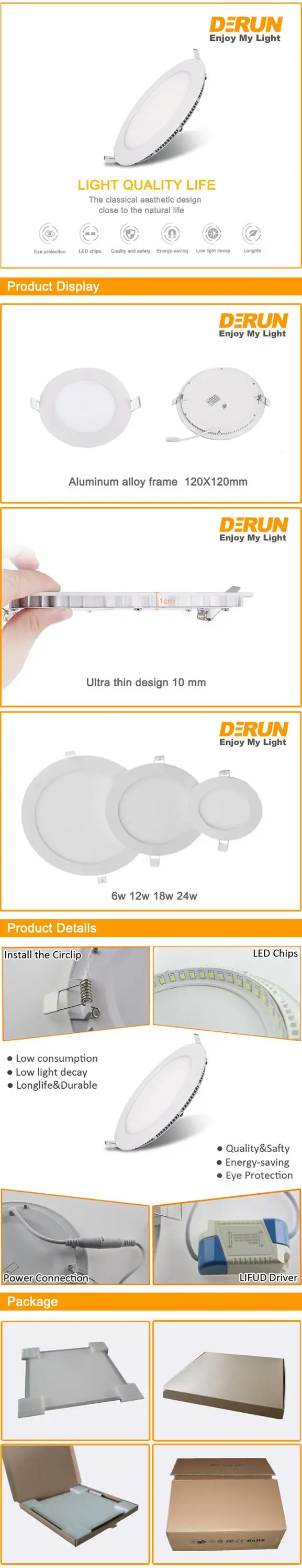 4W 6W 7W 9W 10W 12W 15W 16W 18W 22W 24W 30W SMD 2835 RA 80 Recessed ...