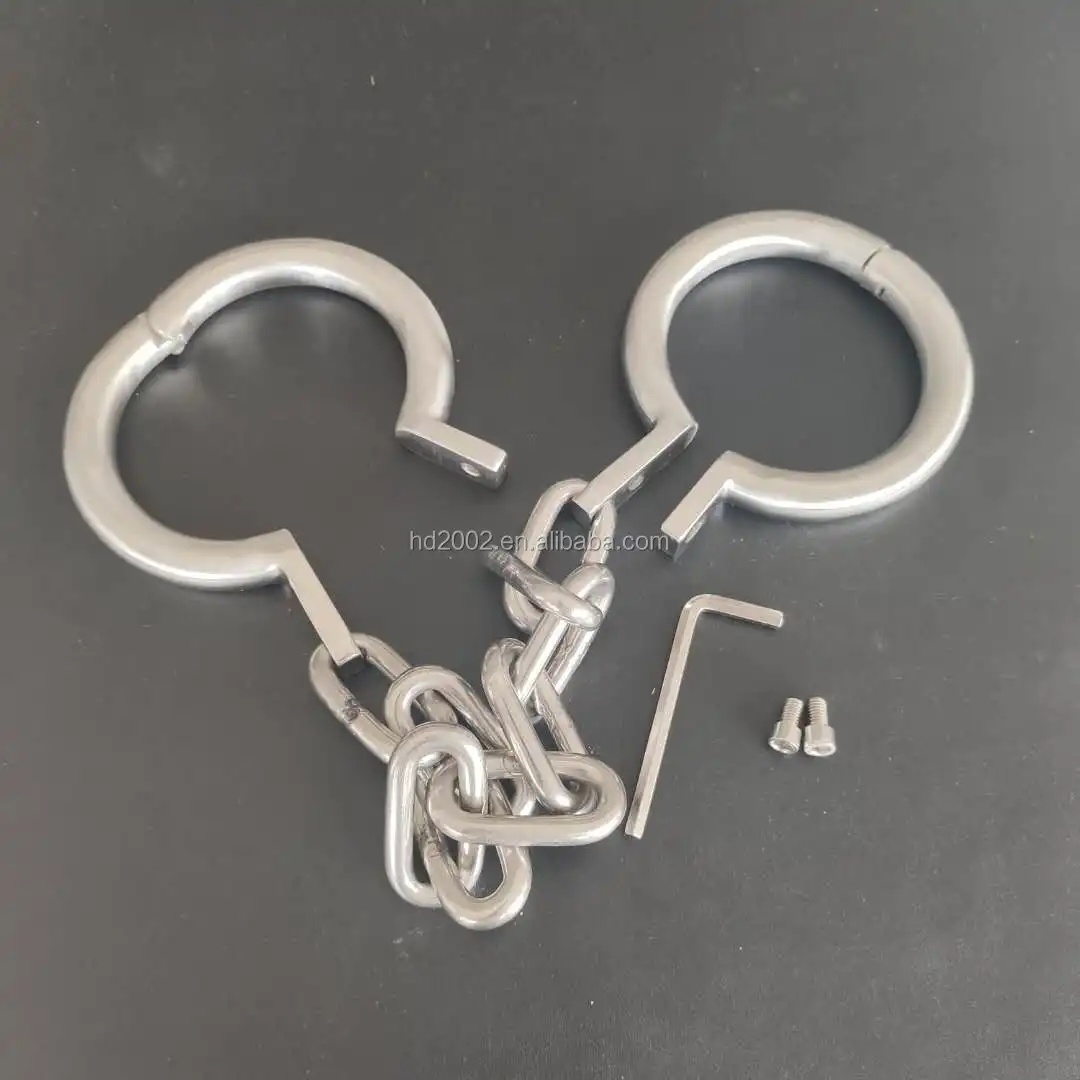 Stainless Steel Long Chain Leg Irons - BDSM Restraints