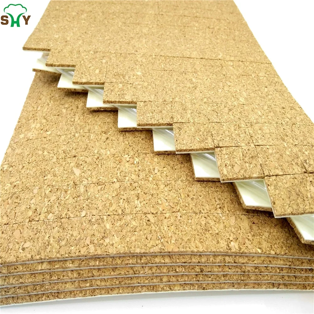 18*18*2+1mm Glass Protecting Self Adhesive Cork With Cling Foam Buttons ...