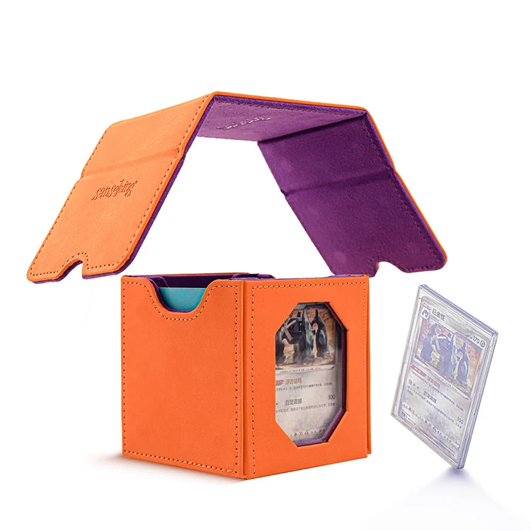 Sanseking Brand PU Leather Card Box Storage Deck Case with clear Window ...