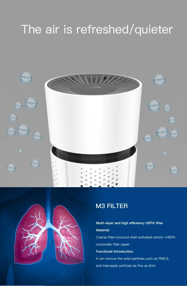 Air Purifier With Carbon Activated Hepa13 Filter,Desktop Odor Allergies ...