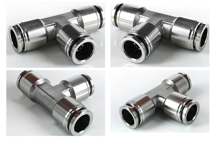 Stainless Steel Tee Pipe Connector,Quick Insertion Joint,4/6/8/10/12/14 ...