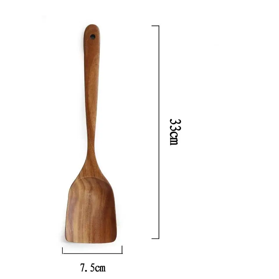 9-Piece Premium Smooth Teak Acacia Wood Cooking Utensil Set Premium ...