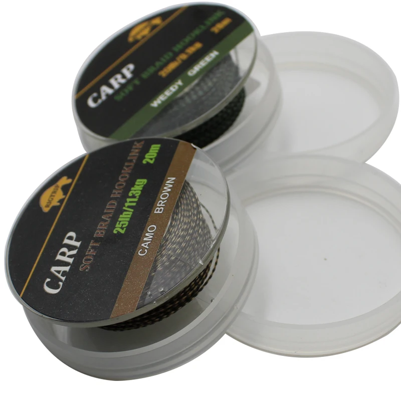 20m Camo Brown Soft Braided Carp Fishing Line Hair Carp Rig Fishing ...