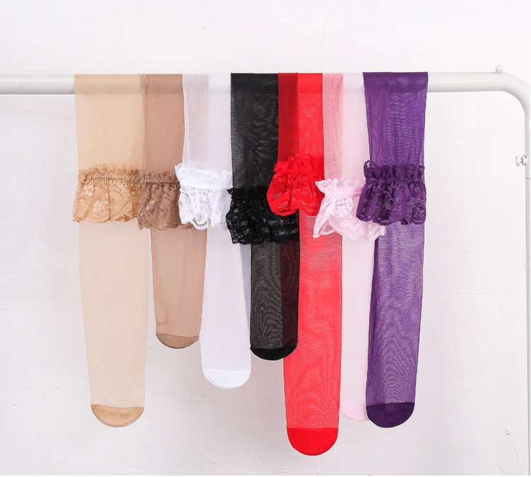 Dropshipping Sheer Lace Stay up Silk Semi Sheer Thigh High Hold up ...