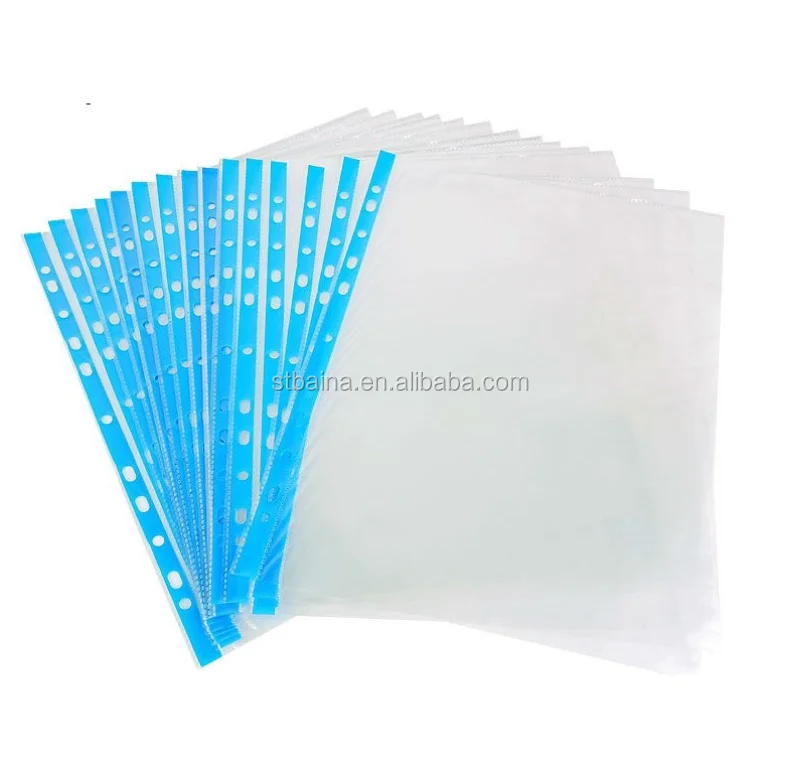 Wholesale A4 Clear Plastic Punch Pocket 11 Hole Sheet Protector ...